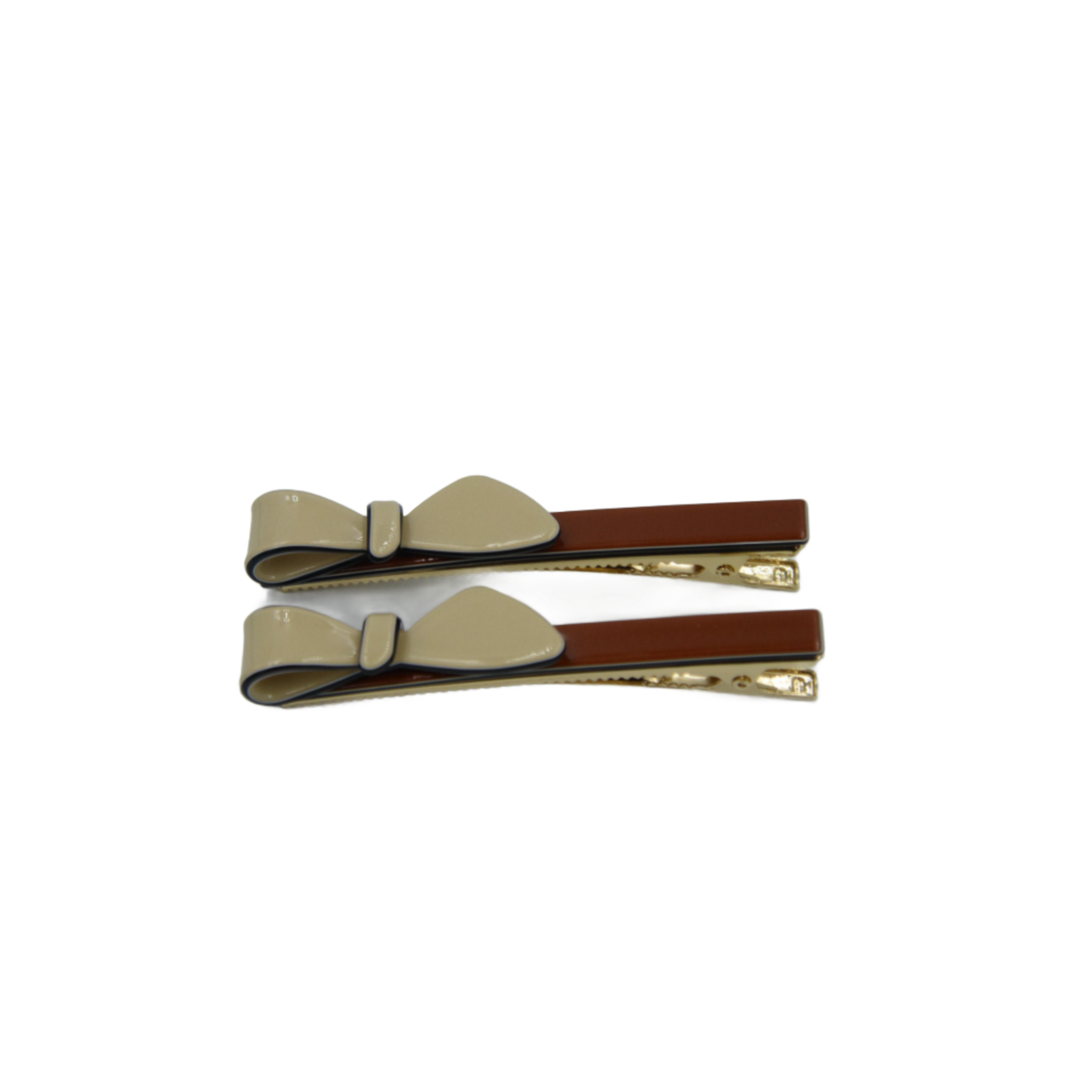 Two Tone Cream and Rust Bow Clips – Panache Style