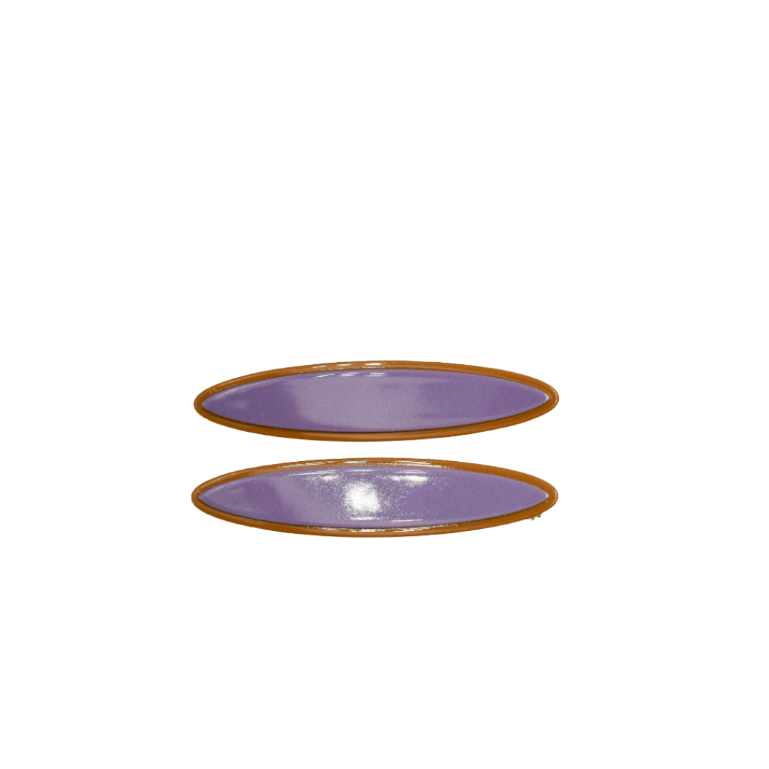 Maya Oval Clips Lilac with Tan Border – Panache Design